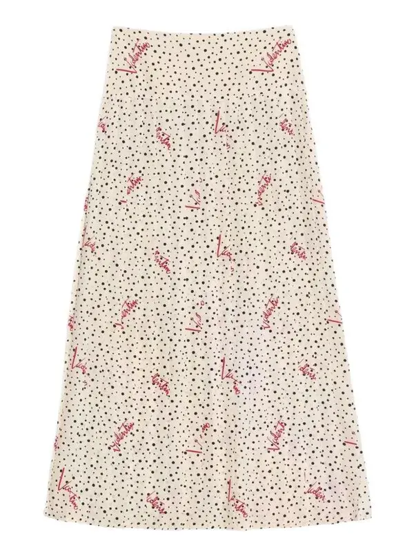 Valentino Garavani Crepe De Chine Bubble Print Skirt - Neutrals