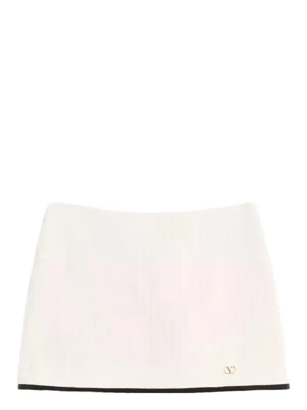 Valentino Garavani Cotton Tweed Mini Skirt - White