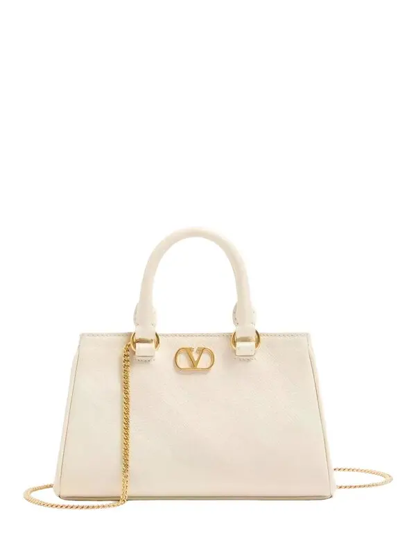 Valentino Garavani Mini Vlogo Signature Bag In Grainy Calfskin - Neutrals