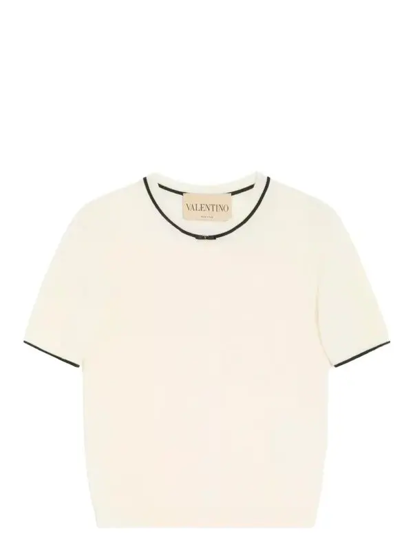Valentino Garavani Wool Sweater With Contrasting Edges And Vlogo Signature - Neutrals