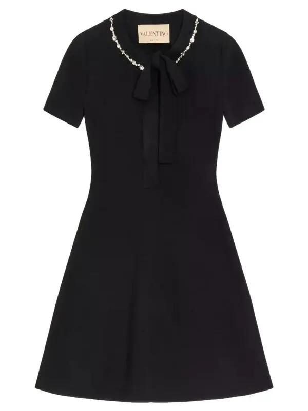Valentino Garavani Embroidered Knit Dress - Black