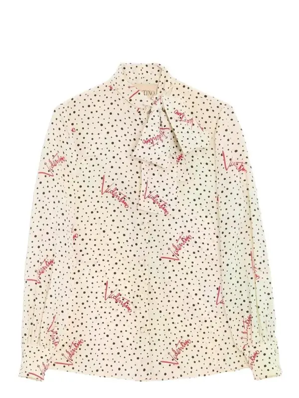 Valentino Garavani Plus De Pois Crepe De Chine Bubble Shirt - Neutrals