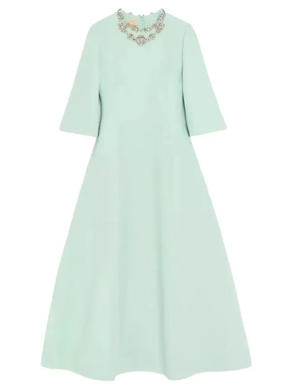 Valentino Garavani Crepe Couture Embroidered Midi Dress - Green