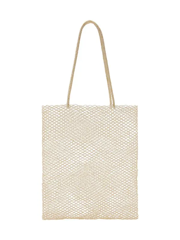 CORDERA Handmade Beaded Tote Bag - White