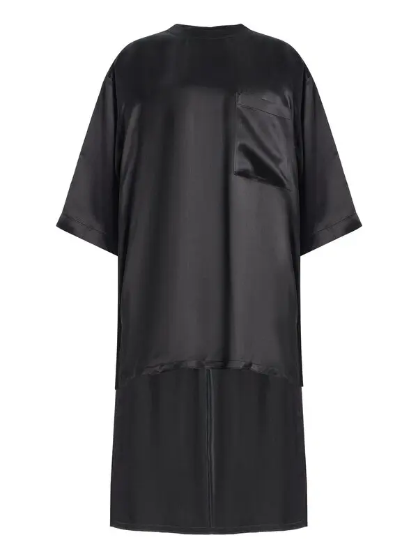 DARKPARK Tara Oversized Satin T-shirt With High-low Hem - Black