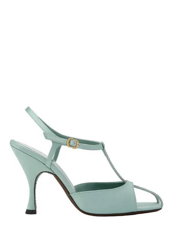 HERBERT LEVINE Strappy Embellished High Heel Sandals - Green