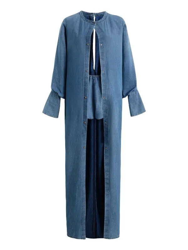 DARKPARK Kasia Long Denim Shirt With Detachable Culotte - Blue