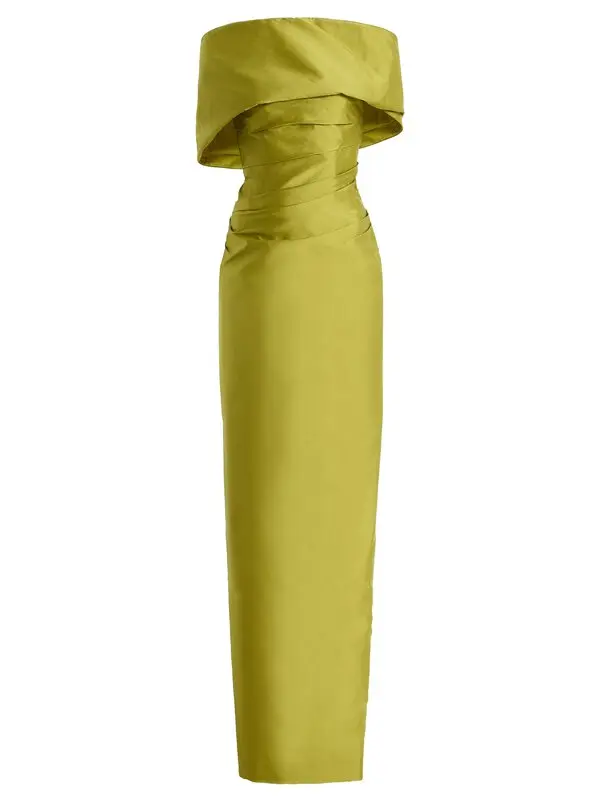MARMAR HALIM Off-the-shoulder Draped Silk-taffeta Gown - Green