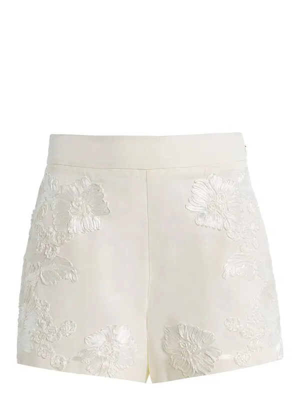 Simkhai Sammie Embroidered Linen-blend Shorts - Ivory