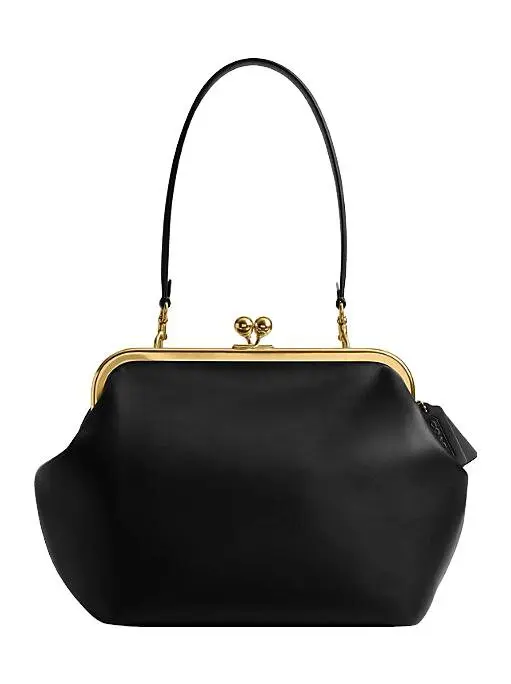COACH Kisslock Frame 27 Leather Shoulder Bag - Black