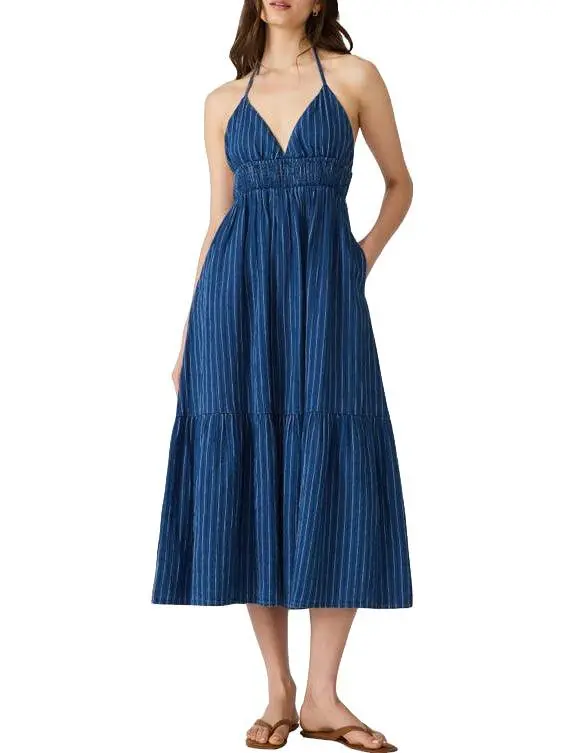 Steve Madden Striped Halterneck Maxi Dress - Mixed Indigo