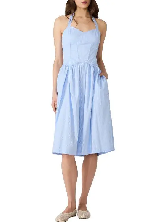 Steve Madden Leigh Anne Halterneck Striped Dress - Stripe Multi