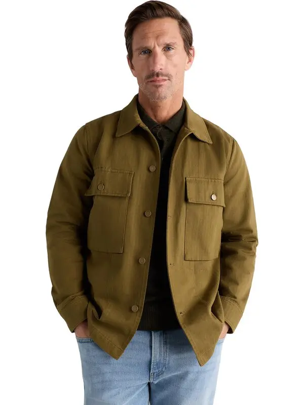 Quince 100% Organic Herringbone Twill Shirt Jacket - Military Olive