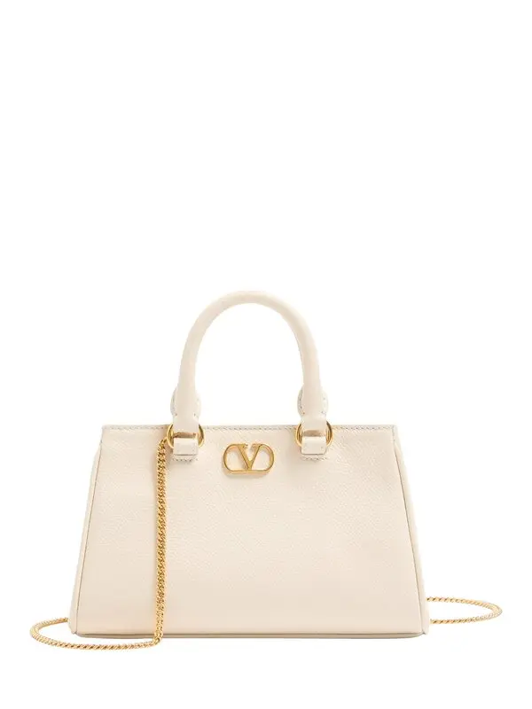 Valentino Garavani Mini Leather Vlogo Signature Top-handle Bag - White