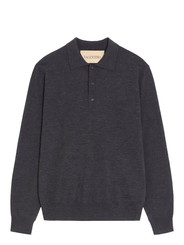 Valentino Garavani Virgin Wool Vlogo Signature Polo Shirt - Grey