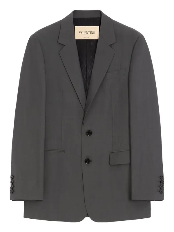 Valentino Garavani Mohair-wool Single-breasted Blazer - Grey