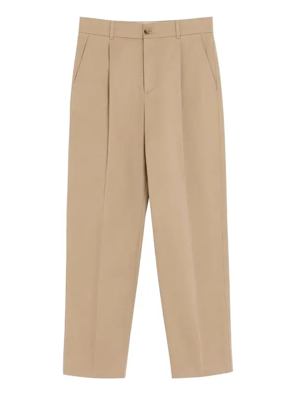 Valentino Garavani Cotton Pleated Trousers - Beige