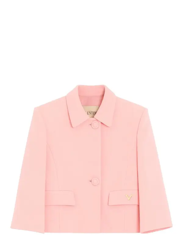 Valentino Garavani Wool Crepe Cropped Blazer - Pink