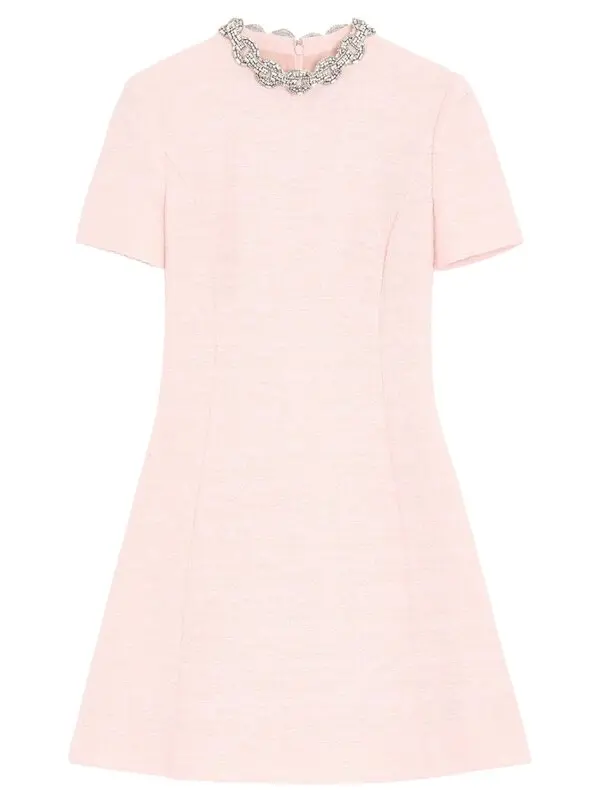 Valentino Garavani Tweed Embellished Mini Dress - Pink