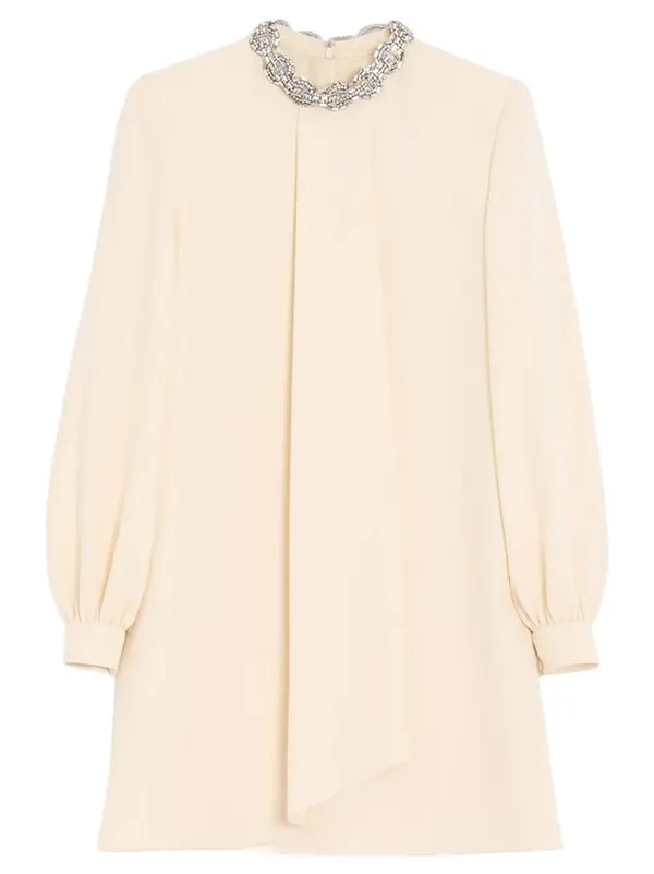 Valentino Garavani Silk Cady Embroidered Mini Dress - Nude