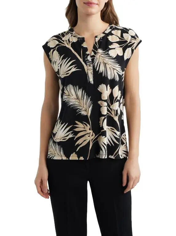 Anne Klein Tropical Print Dolman Sleeve Top - Anne Black Multi