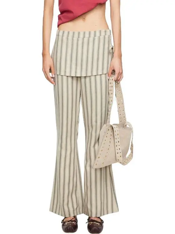 Lioness Alpine Flare Pants - Beige Stripe