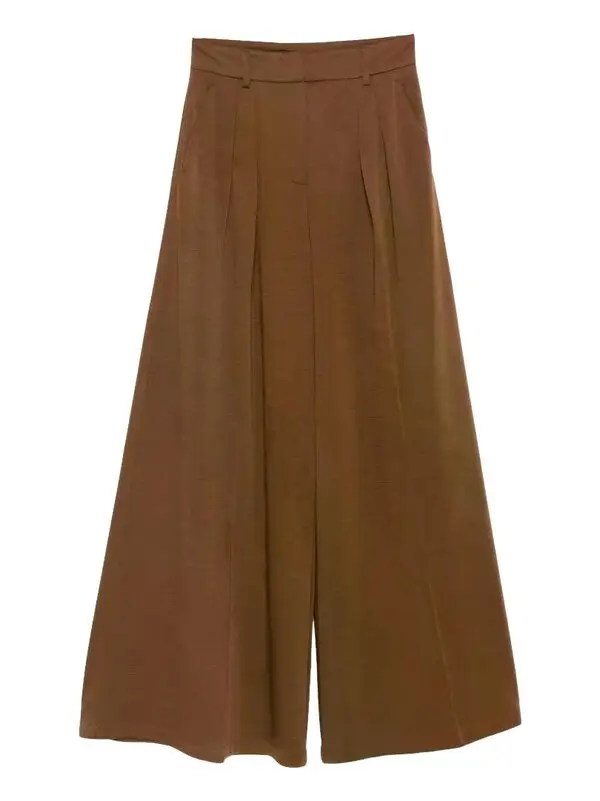 Max Mara Natale Pleated Wide Leg Trousers - Brown