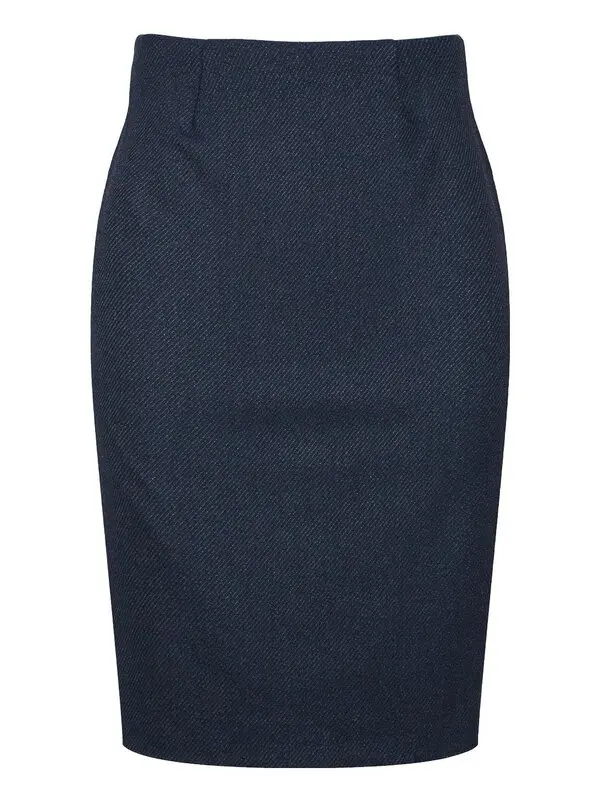 CONQUISTA Pinstriped Elastic Pencil Midi Skirt - Blue