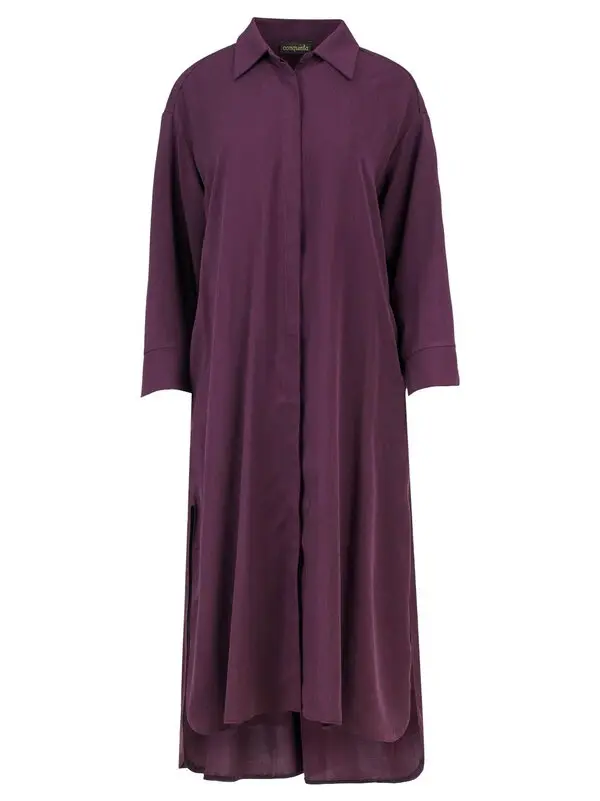 CONQUISTA Burgundy Midi Dress With Side Slits - Red