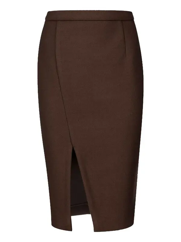 CONQUISTA Faux Mouflon Pencil Skirt - Brown