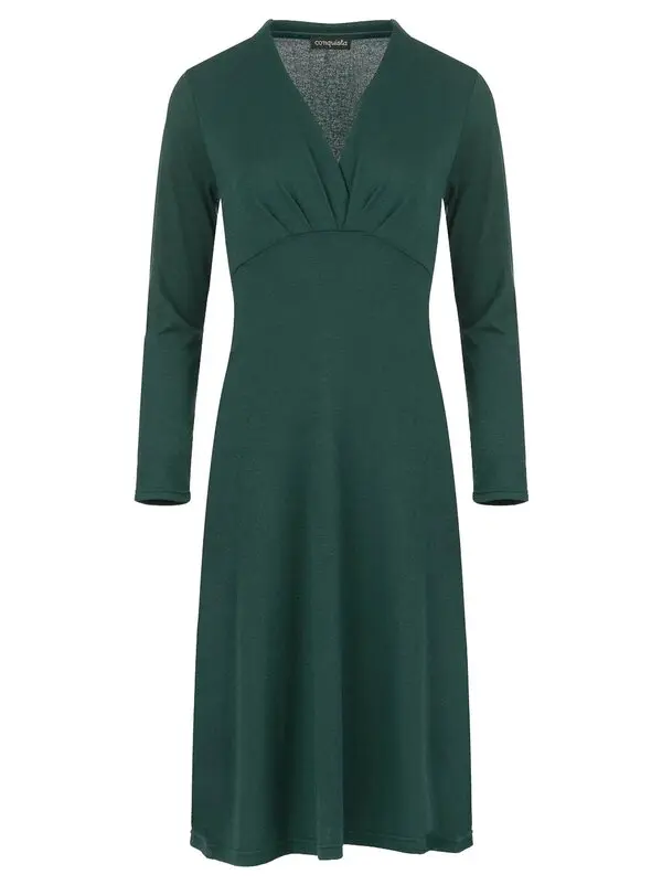 CONQUISTA Knit Empire Line Dress - Green