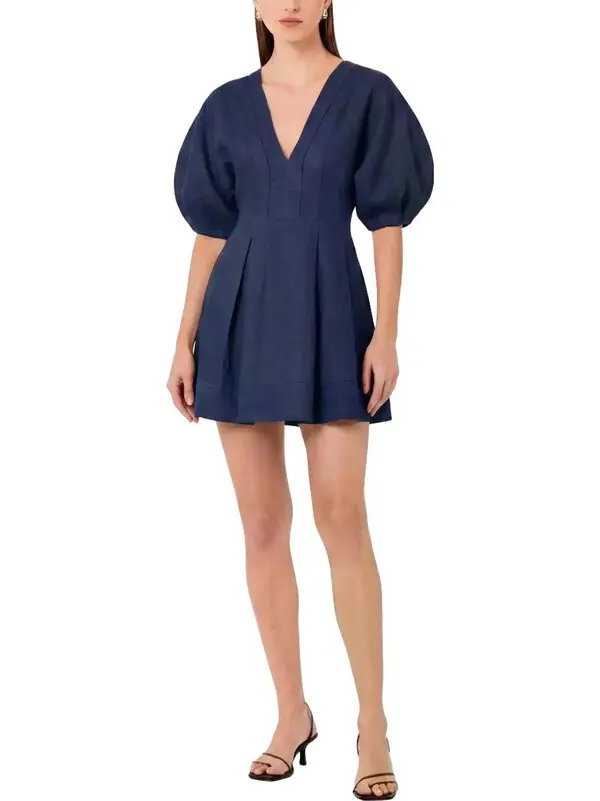 NICHOLAS Josefa Puff-sleeve Mini Dress - Blue