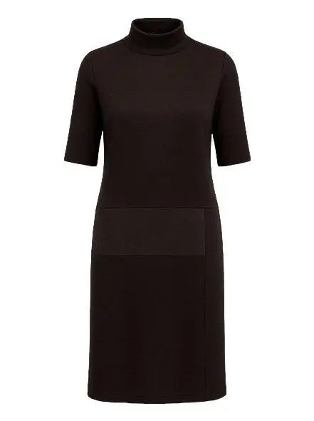 CONQUISTA Elbow Sleeve Punto Di Roma Dress - Brown