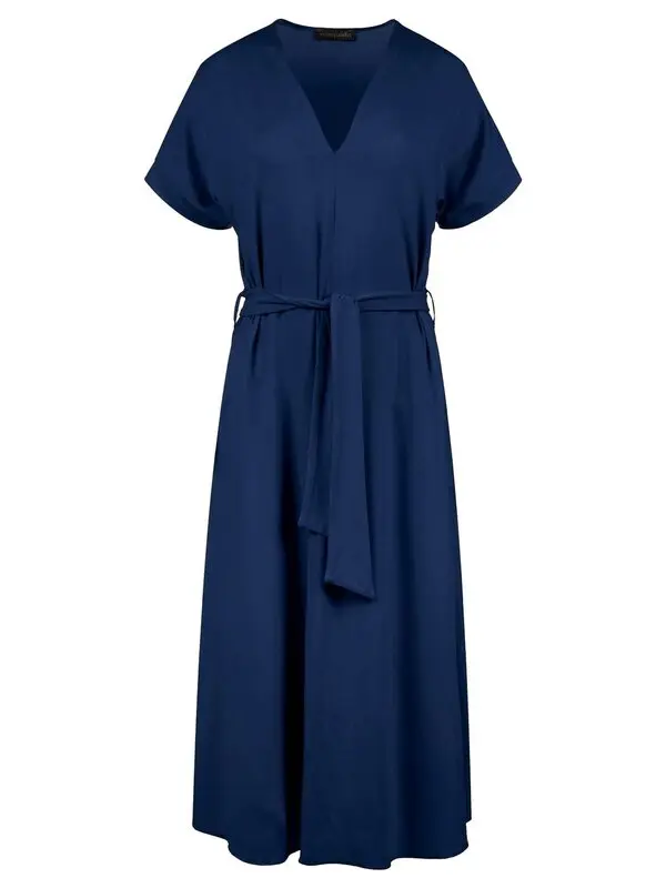 CONQUISTA Jersey Belted Midi Dress - Blue