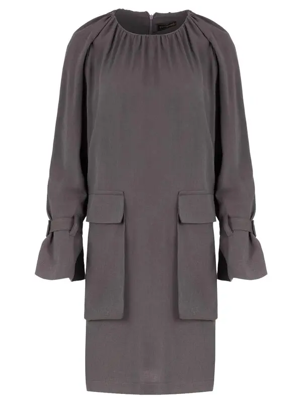 CONQUISTA Dark Pocket Detail Tencel Dress - Grey