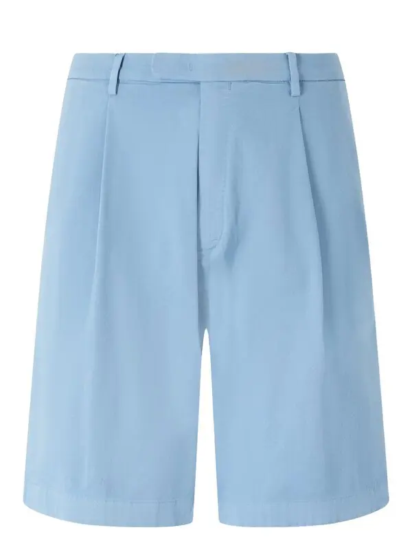 Boglioli Pleated Cotton-blend Shorts - Blue