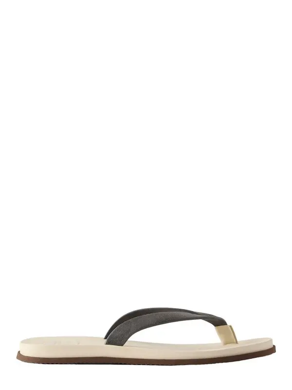 Brunello Cucinelli Suede Flip Flops - Gray