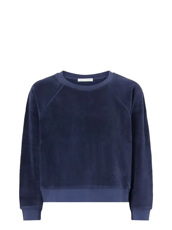 Suzie Kondi Cropped Cotton-blend Terry Sweater - Blue