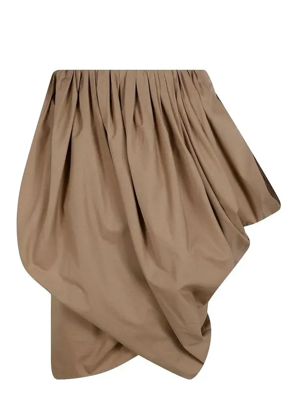 Chloé Cotton Draped Midi Skirt - Brown