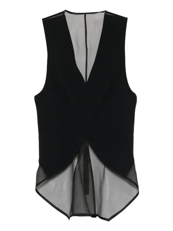 Emporio Armani Sheer-panel Waistcoat - Black