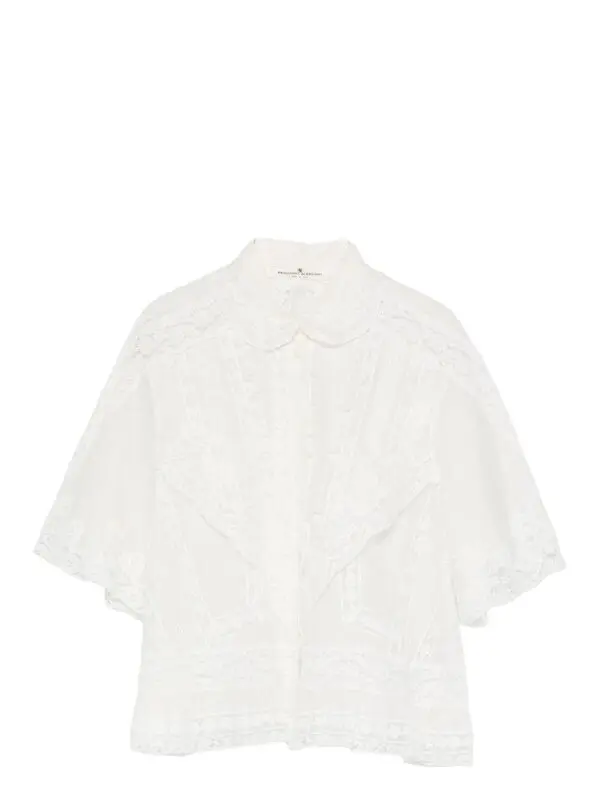 Ermanno Scervino Cotton And Silk Embroidered Shirt - White