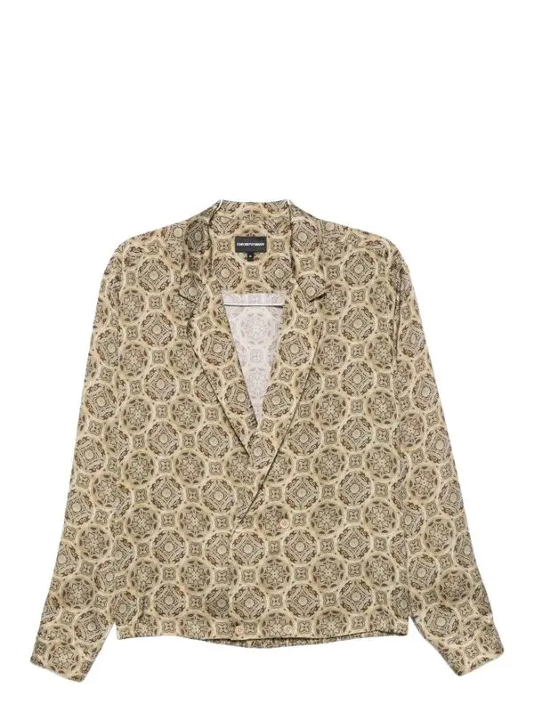 Emporio Armani Printed Double-breasted Jacket With Notched Lapel - Multi