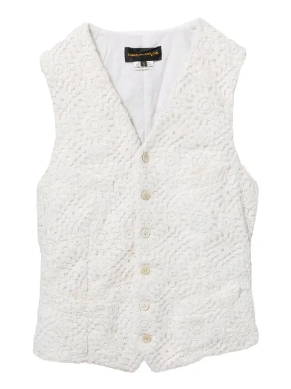 Comme Des Garçons Floral Embroidered Vest - White