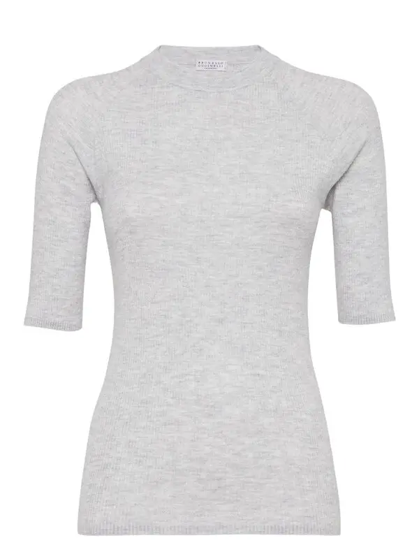 Brunello Cucinelli Ribbed Cashmere Blend Sweater - Beige