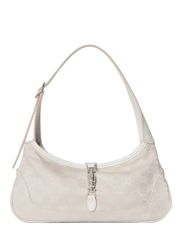 Gucci Jackie Slim Shoulder Bag Gg Canvas - White