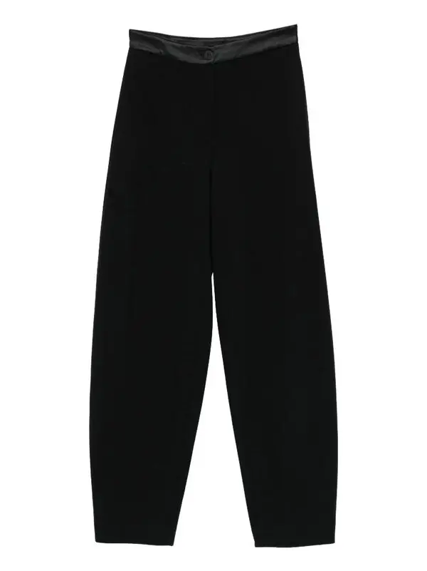 Emporio Armani Satin-trim Tapered Trousers - Black