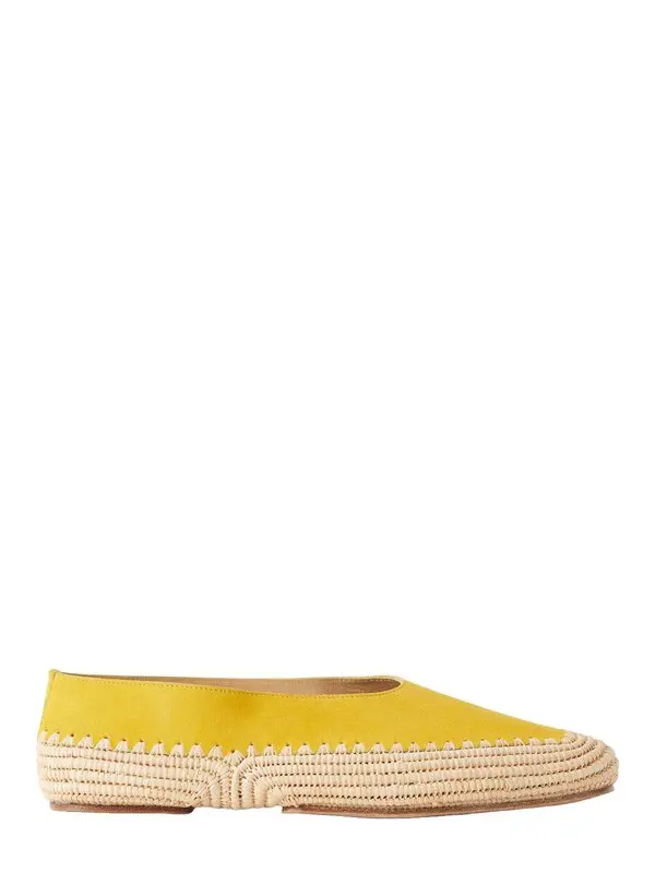 Gabriela Hearst Strength" Suede And Raffia Ballet Flats - Yellow