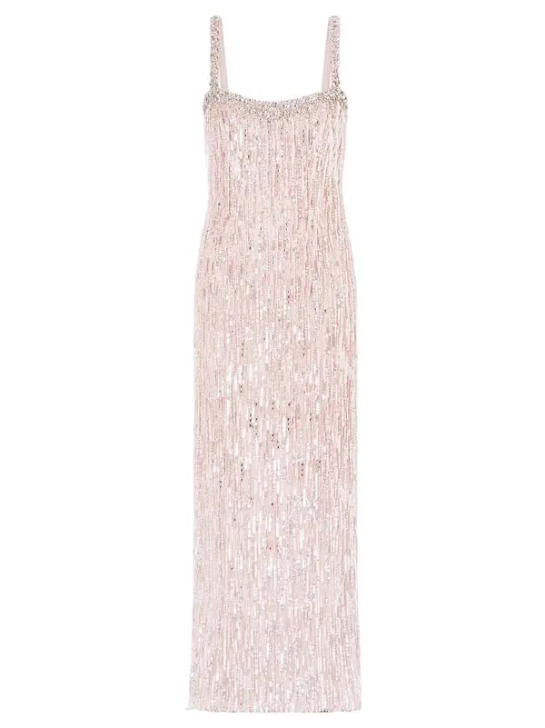 Jenny Packham Fleur Crystal-embellished Sequined Tulle Gown - Pink