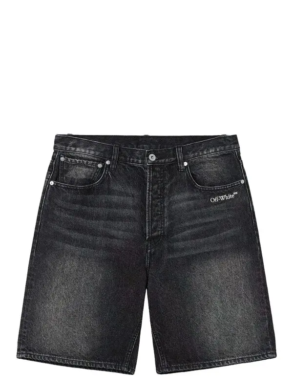 Off-White Arrows Print Denim Shorts - Black