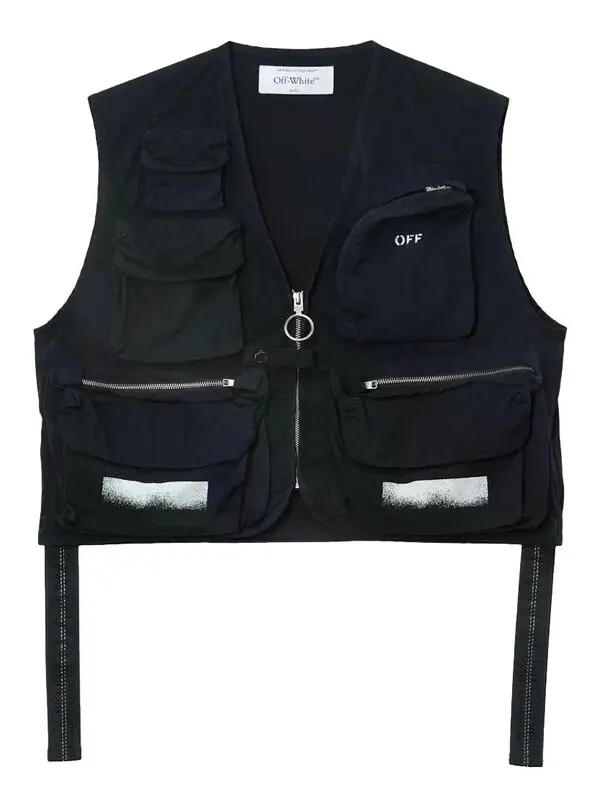 Off-White Diag-stripe Multi-pocket Gilet - Black